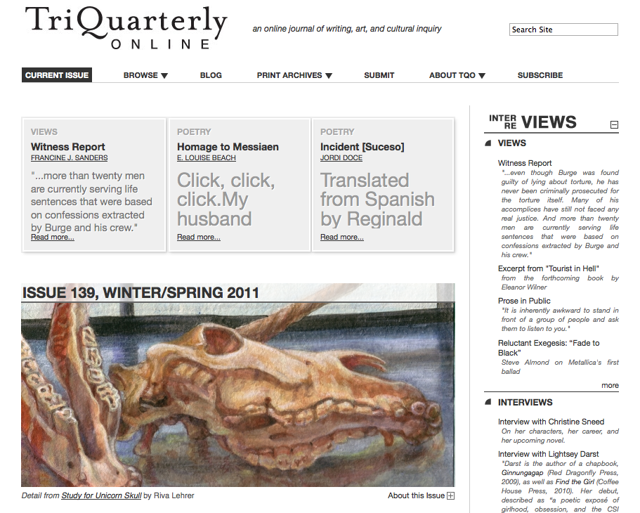Triquarterly Online – Issue 139 is live – Northwestern IT Services & Support: Media and ...